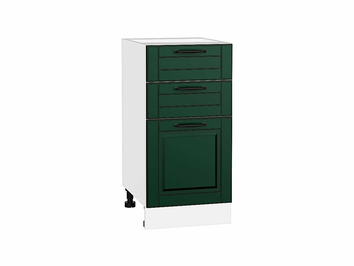 Шкаф нижний с 3-мя ящиками Дублин, цвет фасада Special Green, цвет каркаса Белый, 816*400*478 мм