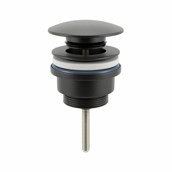 Донный клапан для раковины металлический, с функцией click-clack, универсальный ALPEN 2039522 черный