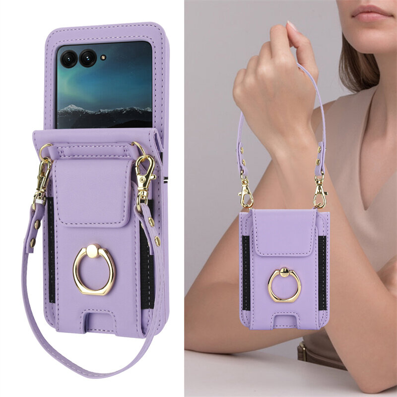 Подходит для Motorola Razr 50 Ultra / Моторола Разр 50 Ультра Модный Кошелек премиум-класса, кожаный чехол для мобильного телефона, Разр 50 Ультра, подставка, soft touch,360° Полная защита, резина