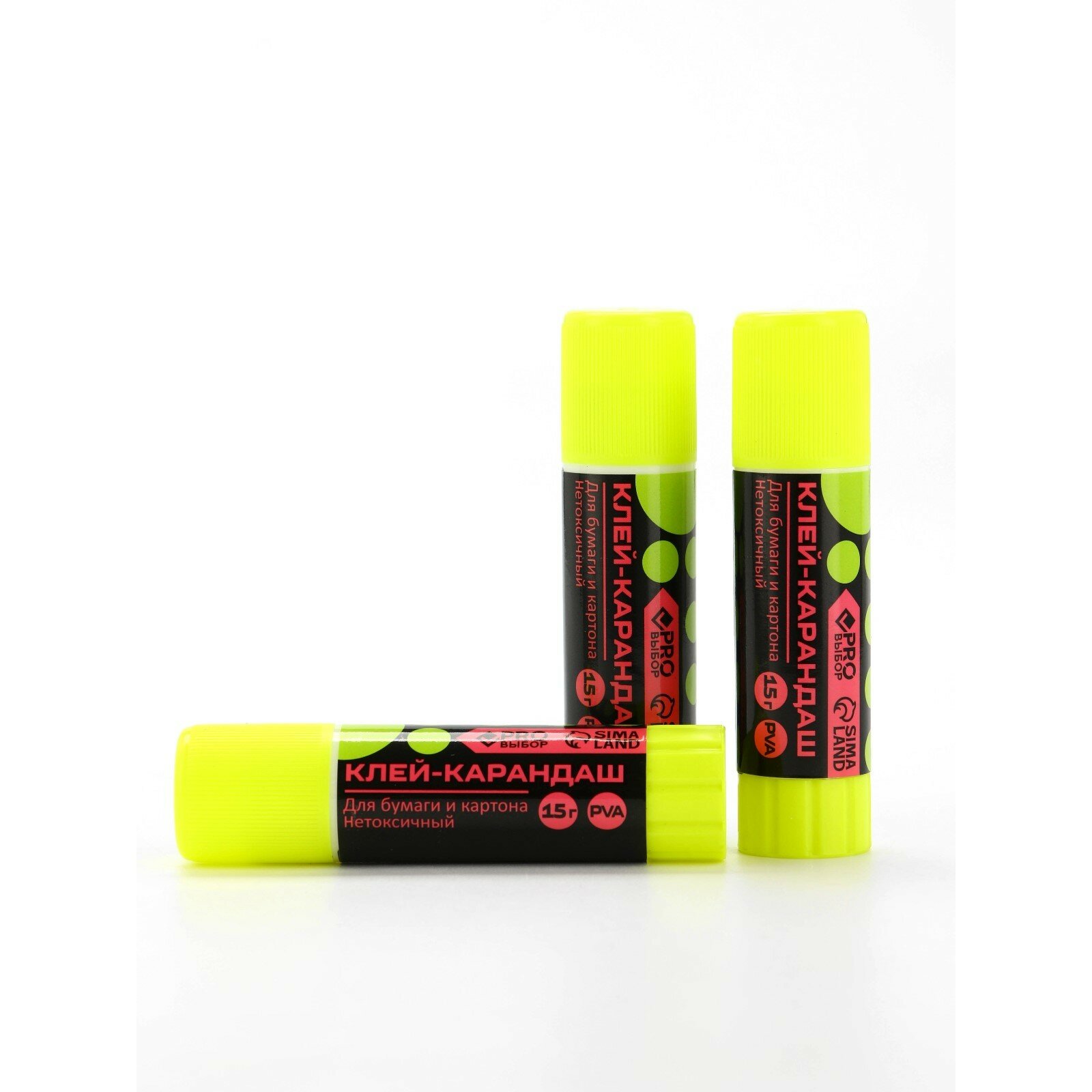 Клей-карандаш для бумаги и картона PROвыбор, 15 г. "Черный неон" набор 3 шт.