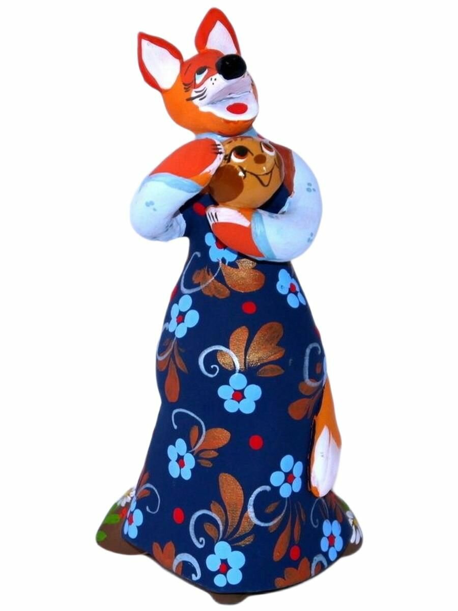 Свисток, Лиса на пне, Ковровская глиняная игрушка, ручная авторская работа