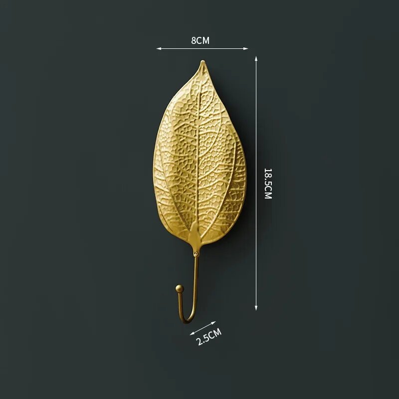 Кованые крючки в форме листа, золотого цвета G
