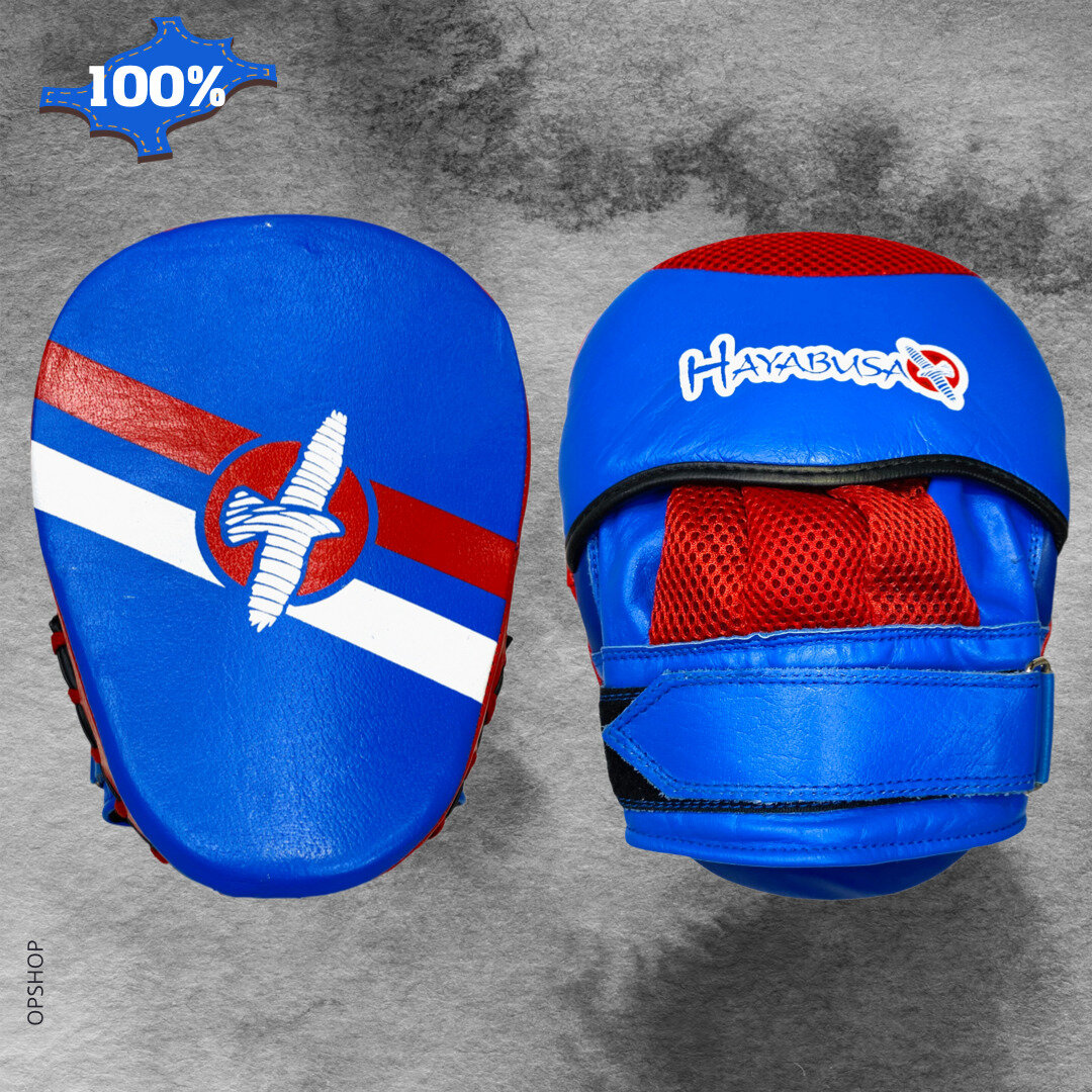 Лапы боксерские Hayabusa Elevate Super Focus BLUE&RED Буйволиная кожа (пара)
