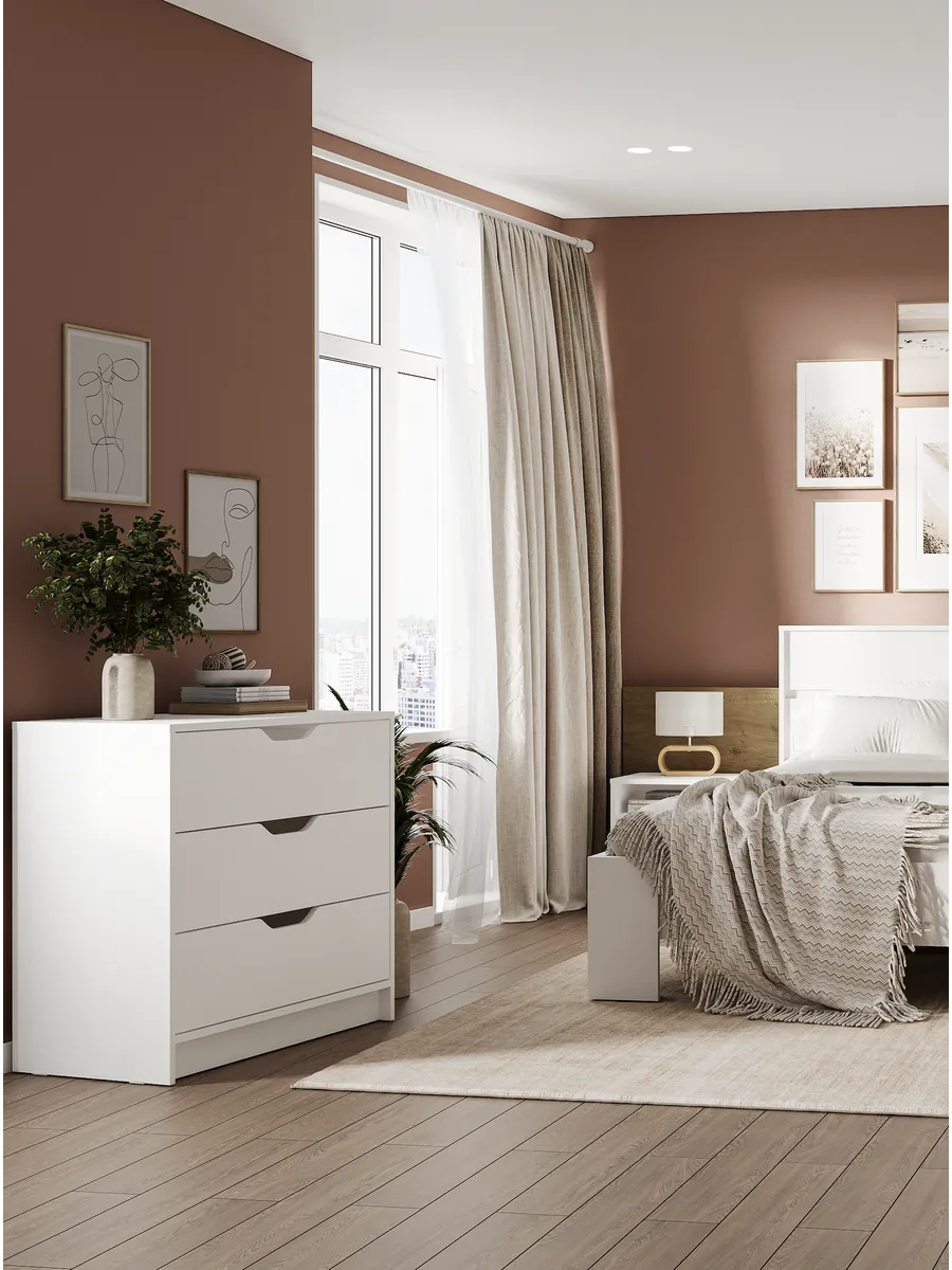 Комод Руна 800 с 3 ящиками для одежды, ЛДСП, 800х830х400 мм, белый