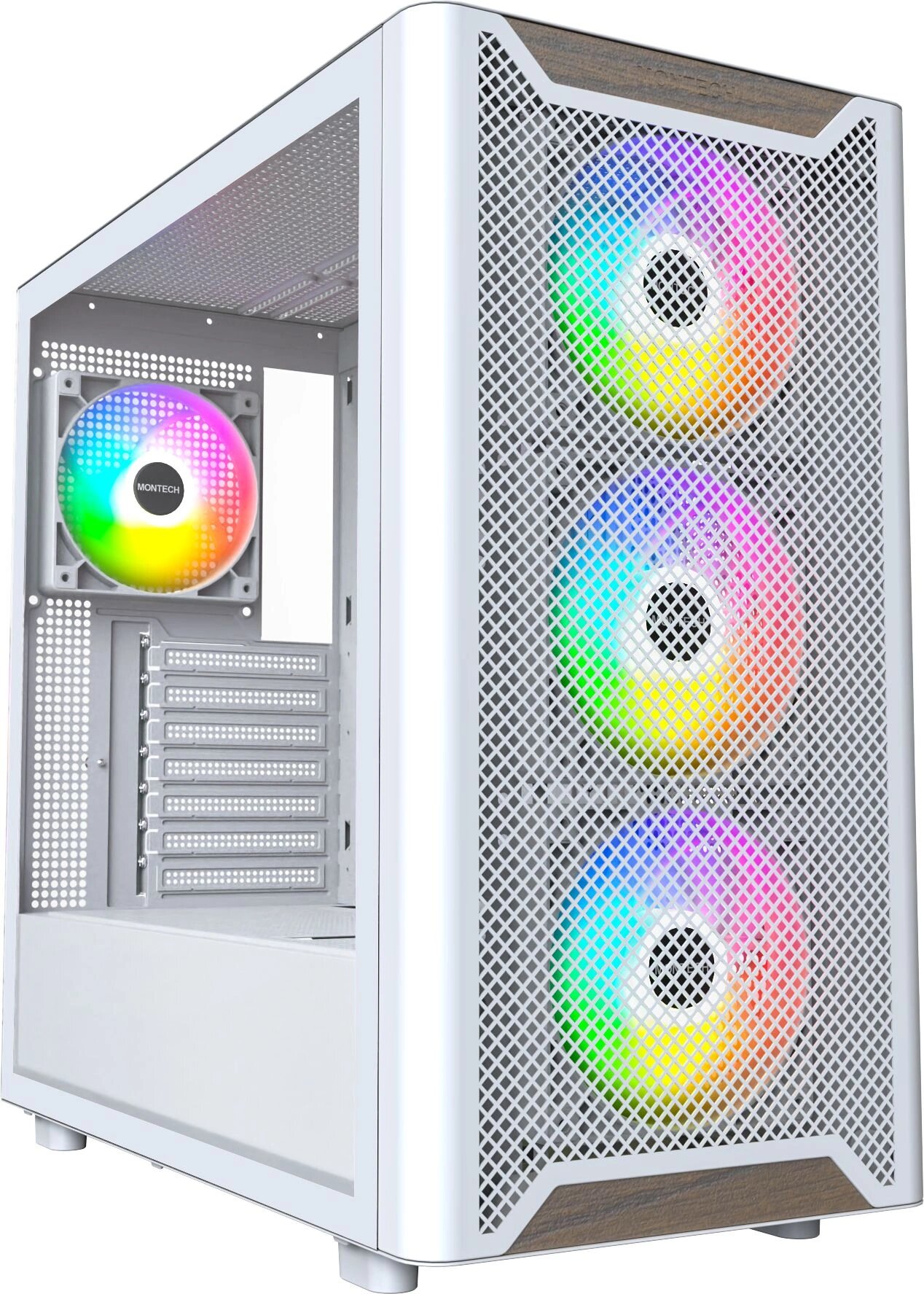 Корпус Montech XR Wood белый без БП ATX 9x120mm 4x140mm