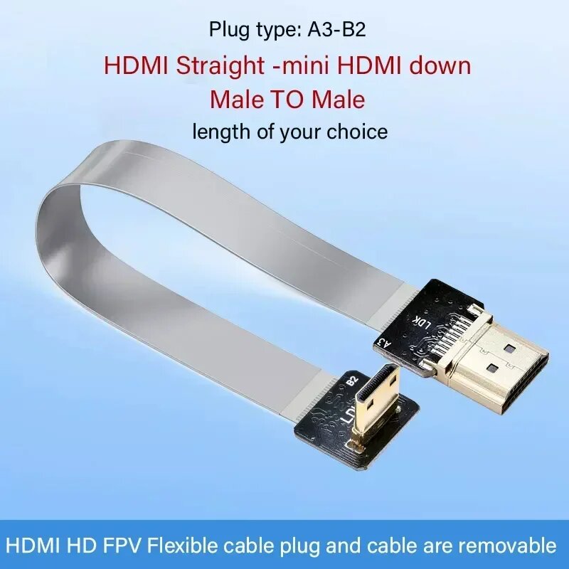Гибкий HDMI кабель для фотоаппарата 90 градусов HDMI to mini down, 0.1m