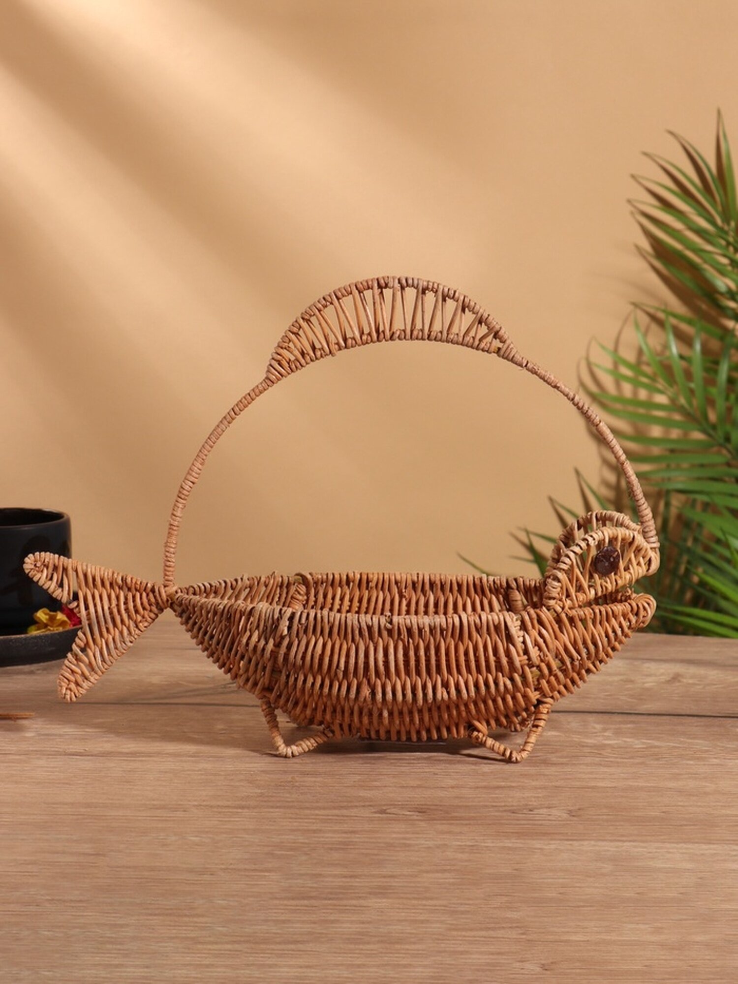 Корзинка Сима-ленд "Рыбка", ротанг, металл, бежевая, фигурная, 32x11x25 см