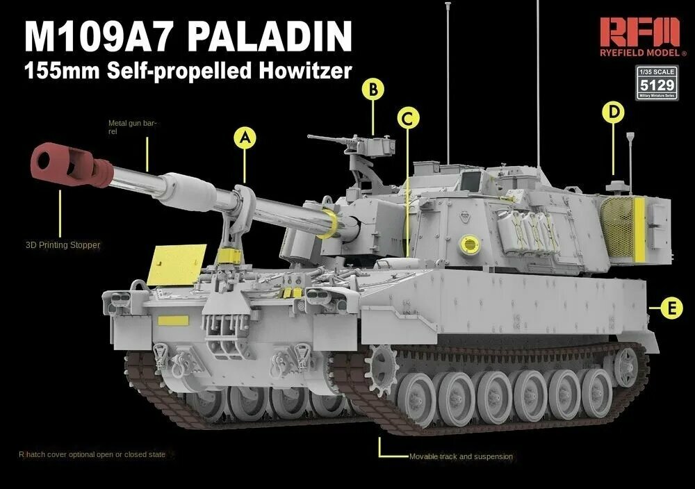 Ryefieldl RM-5129 1/35 M109A7 PALADIN 155-мм самоходные гаубицы