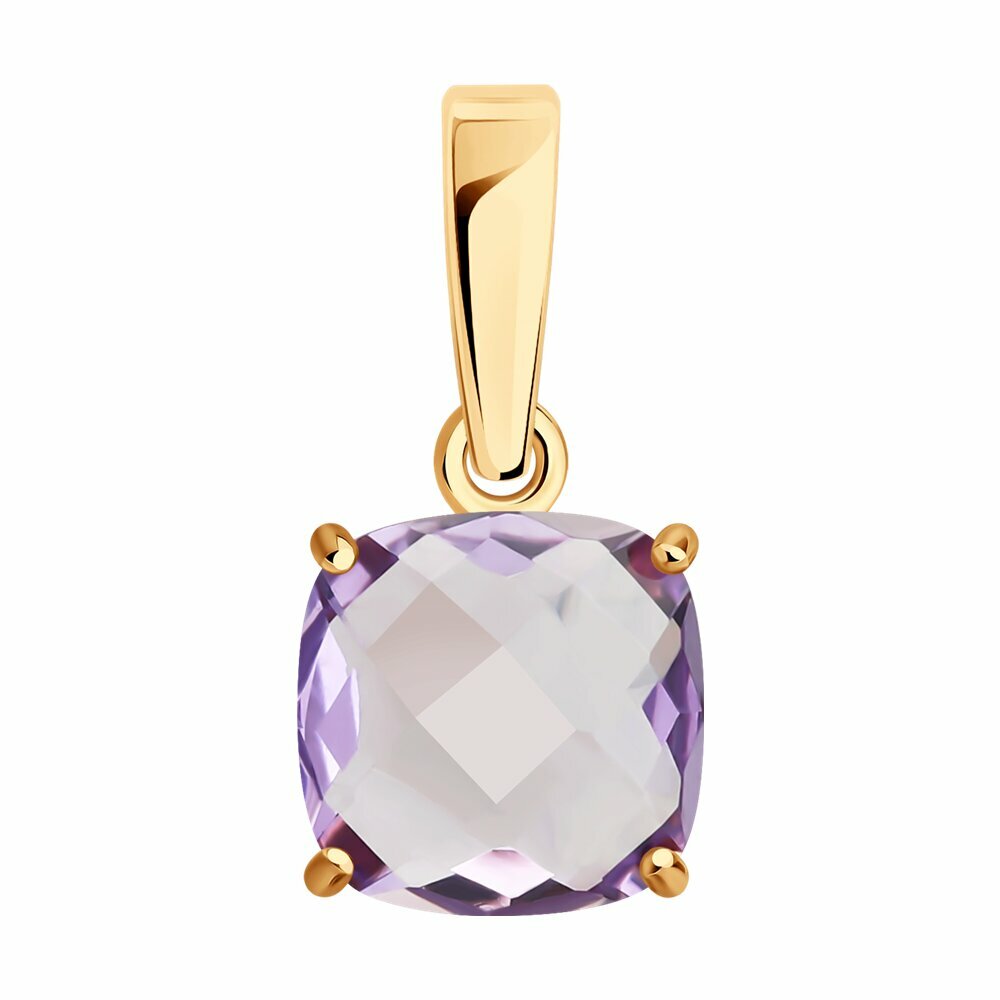 Подвеска, красное золото, 585 проба, аметист