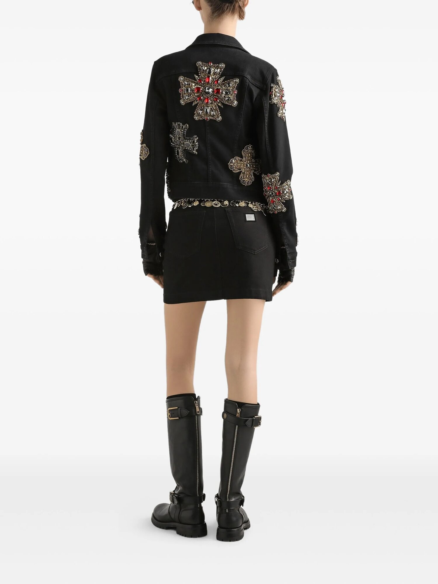 Юбка DOLCE & GABBANA Джинсовая юбка мини, размер 38, черный — фото 1