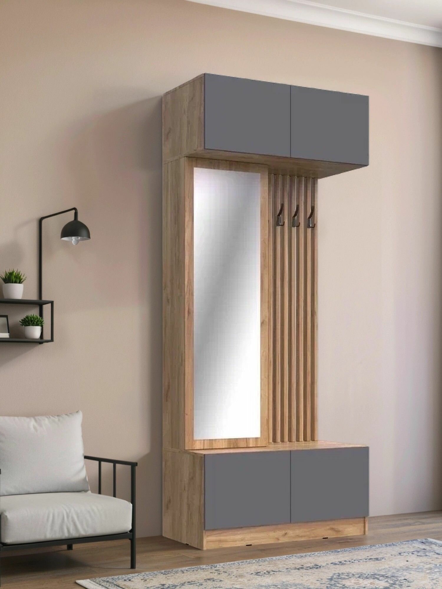 Прихожая "Роджина" Дуб Крафт Золотой/Графит