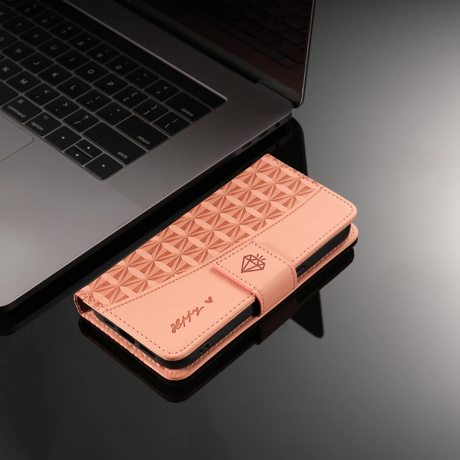 Чехол для iPhone 14 Orange Pink, искусственная кожа