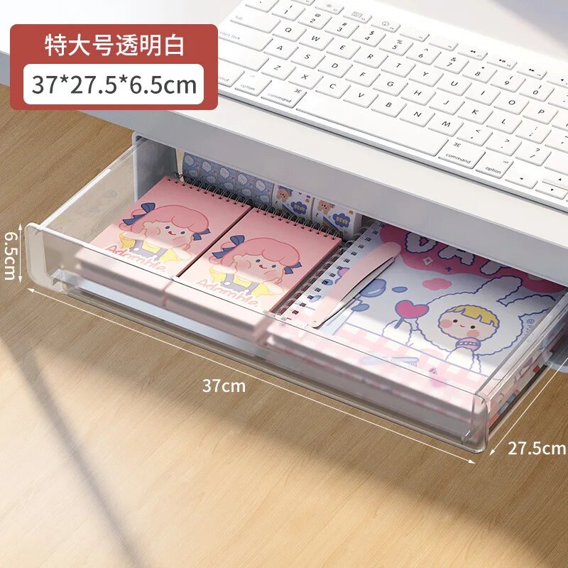 Офисный ящик для хранения под столом, скрытый ящик, прозрачный органайзер, ящик, держатель для стола, стойка для ручек, лоток для хранения канцелярских принадлежностей