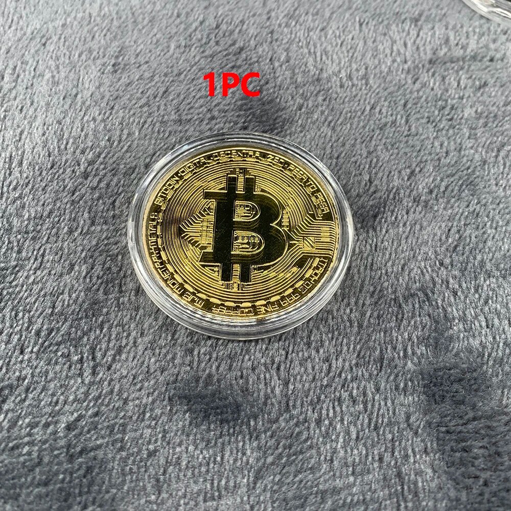 Позолоченная монета Bitcoin BTC, 1pc