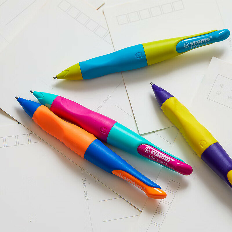 STABILO Automatic Pencil 1.4mm for Elementary School Students Writing Tool, Quick Mastery of Writing Pressure, Automatic Retractable Tip, Children's Posture Correction, HB, Blue Orange Color B-46905-5