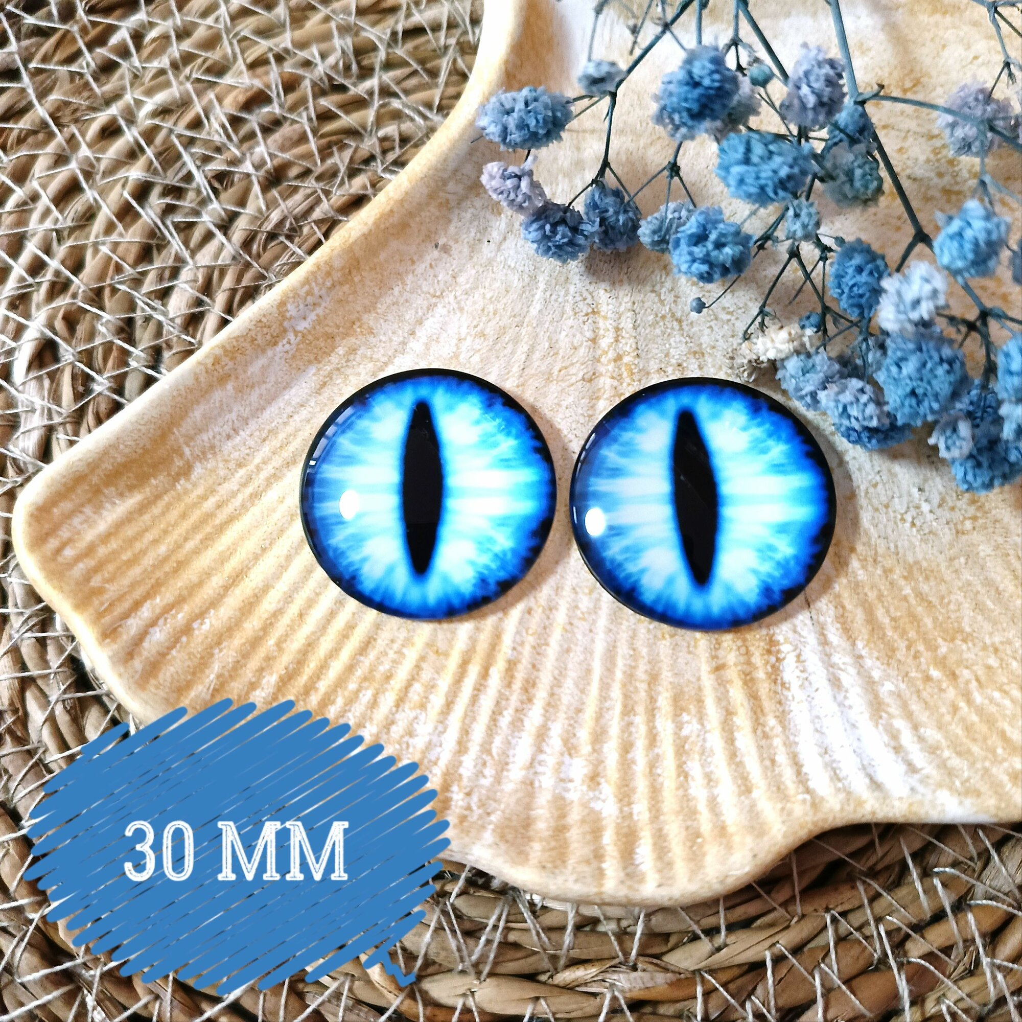 Глаза стеклянные кабошоны для игрушек 30мм 2шт