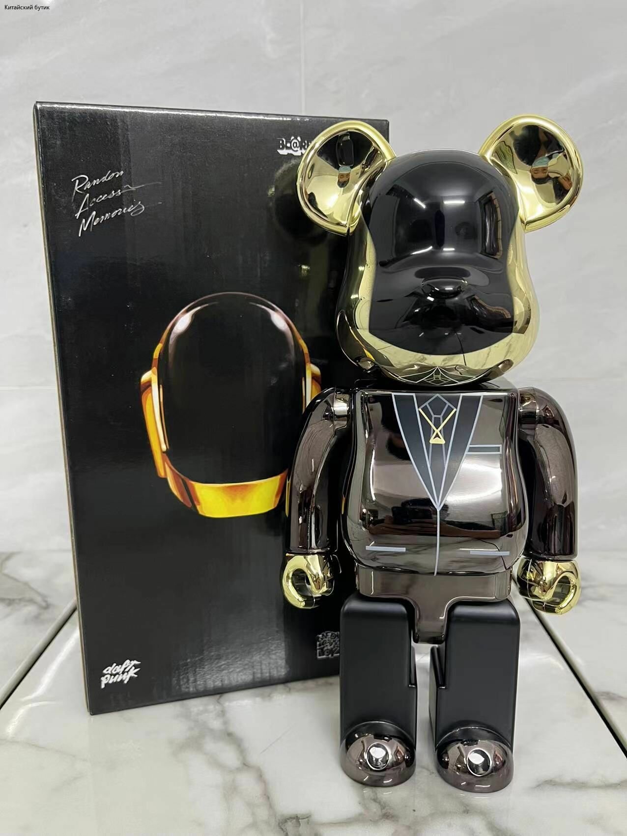 Bearbrick400%28см Игрушечная Статуя Медведя,28, A, серый металлик, золотой