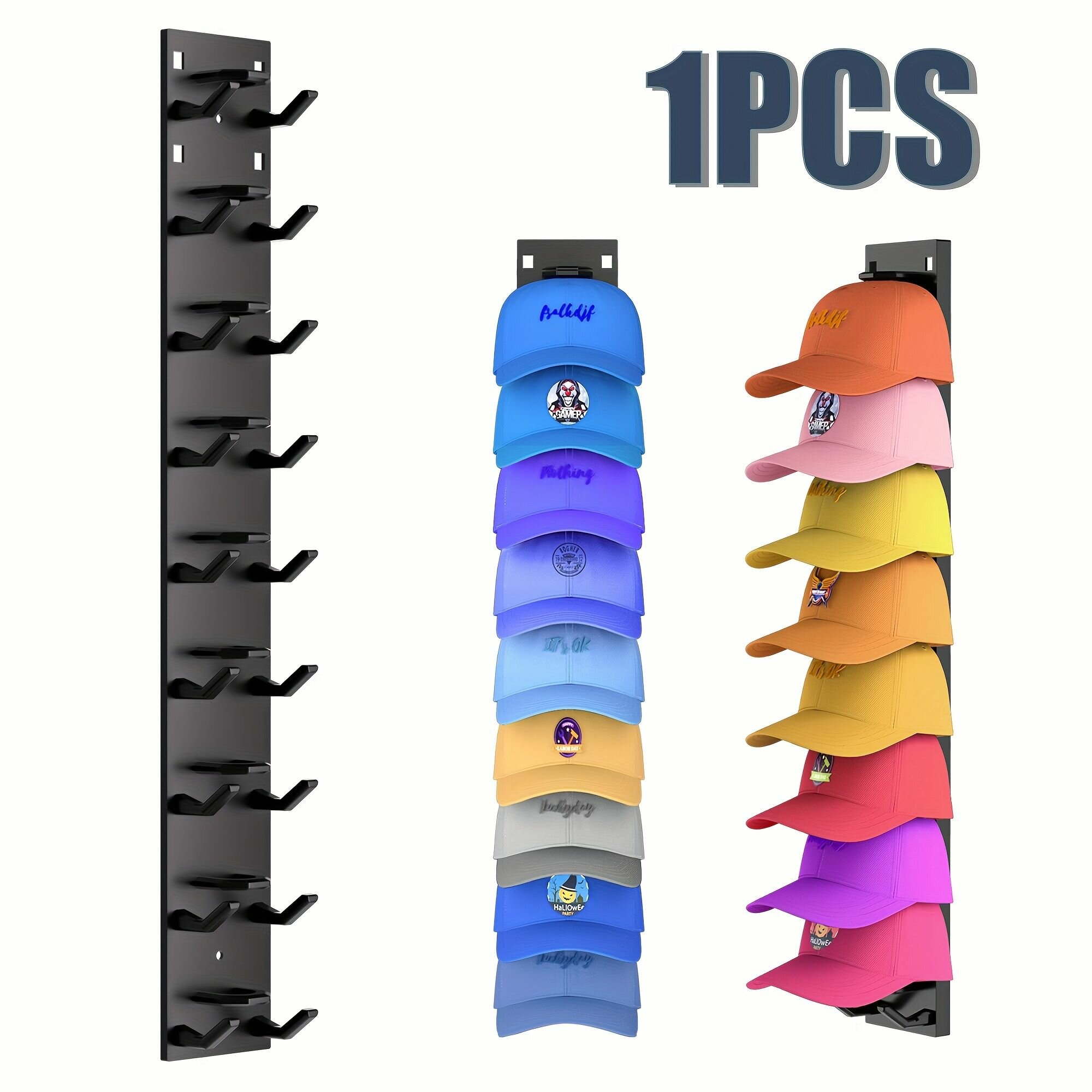 Стенной органайзер для 9 кепок с клейким креплением