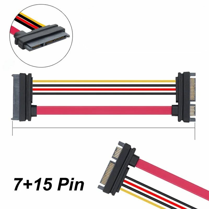 Удлинительный кабель SATA 22-контактный (папа) - 7+15-контактный (мама) последовательный SATA комбинированный удлинительный кабель для передачи данных и питания длиной 50 см/100 см