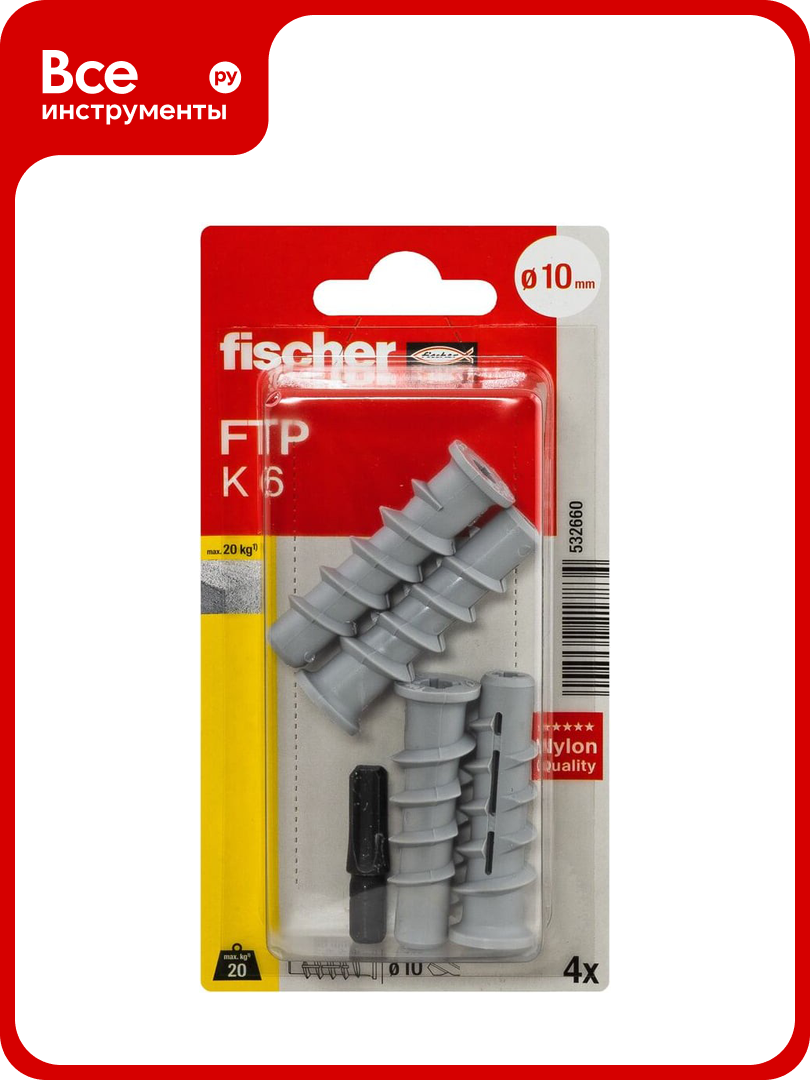 Турбо-дюбель для газобетона fischer FTP K6 4 шт. 532660