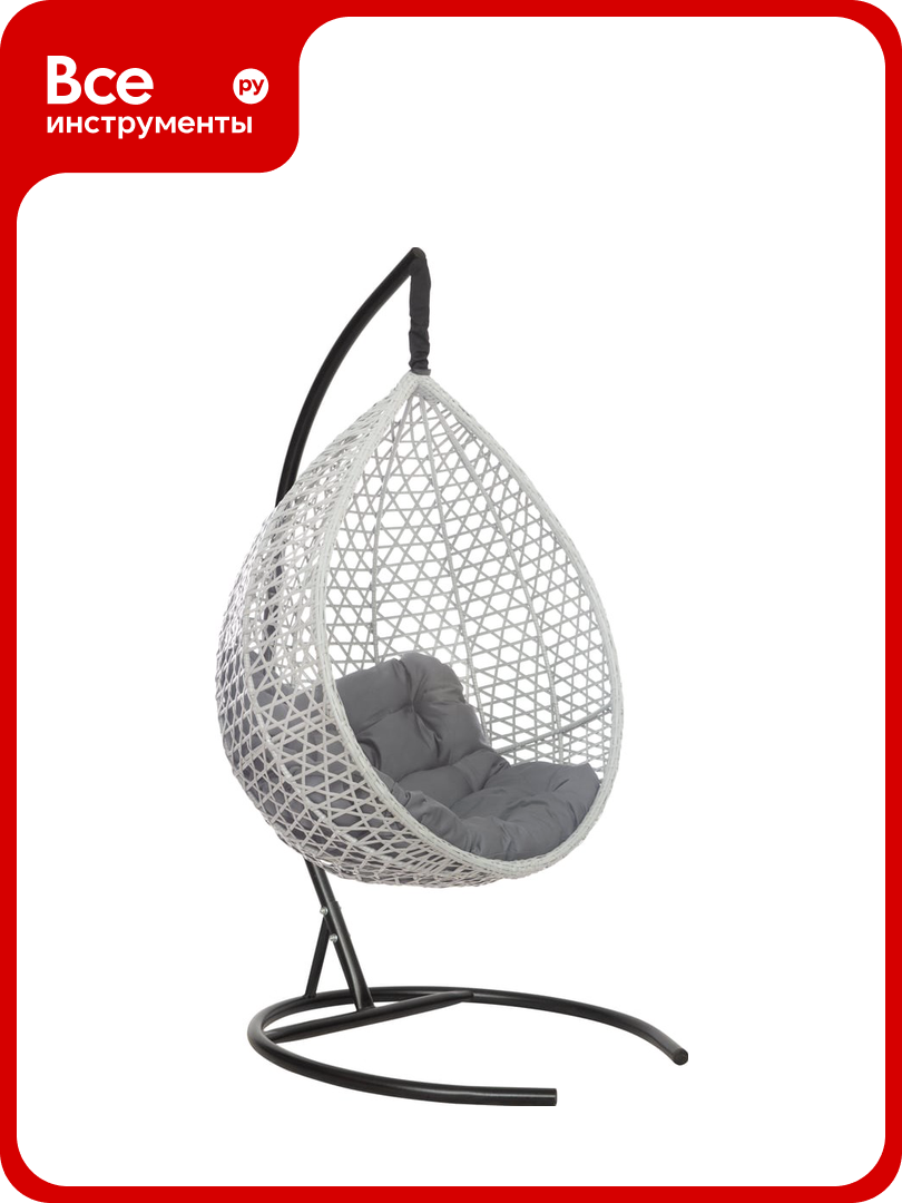 Подвесное кресло-кокон Лаура Montblanc серый + каркас, подушка темно-серая MONB 512