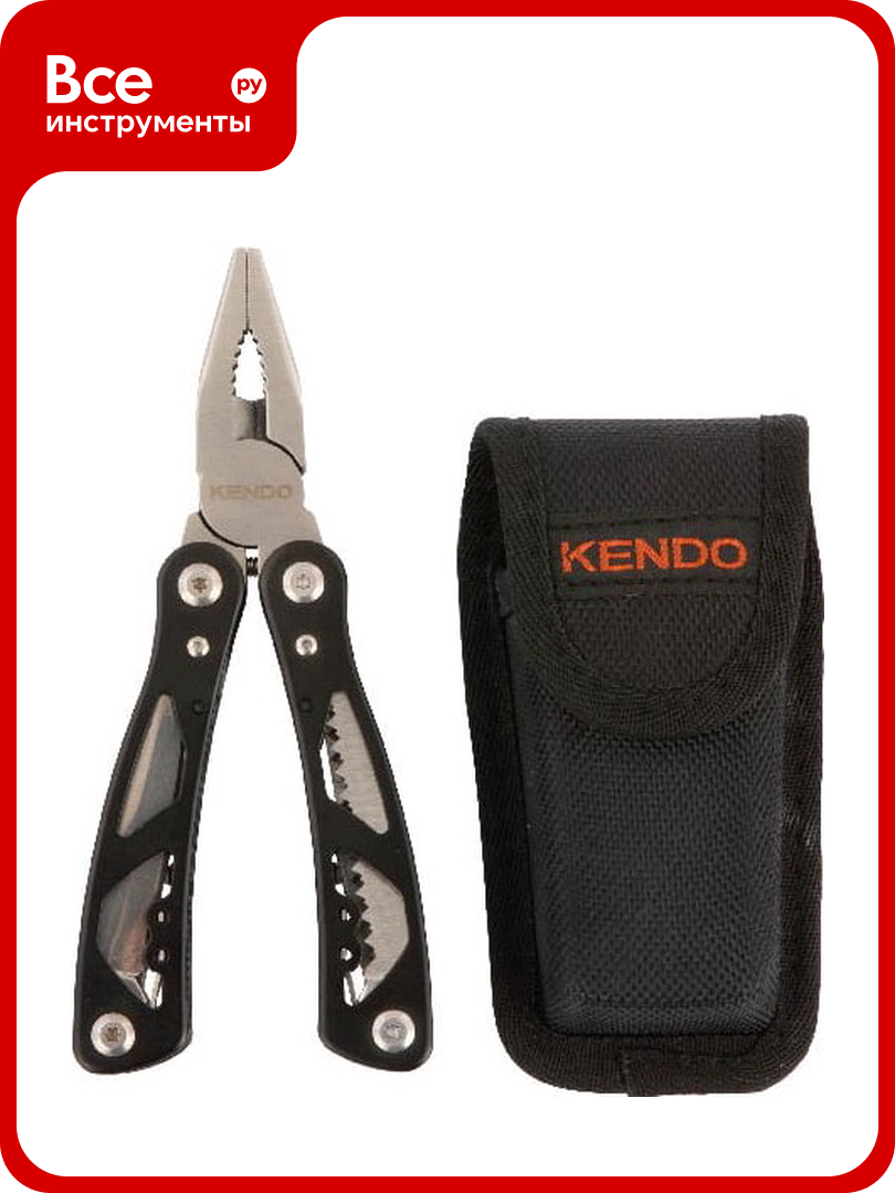 Инструмент KENDO 13‑в‑1, плоскогубцы‑мультитул из нержавеющей стали с ножом, открывалкой для бутылок и пилой, в чехле