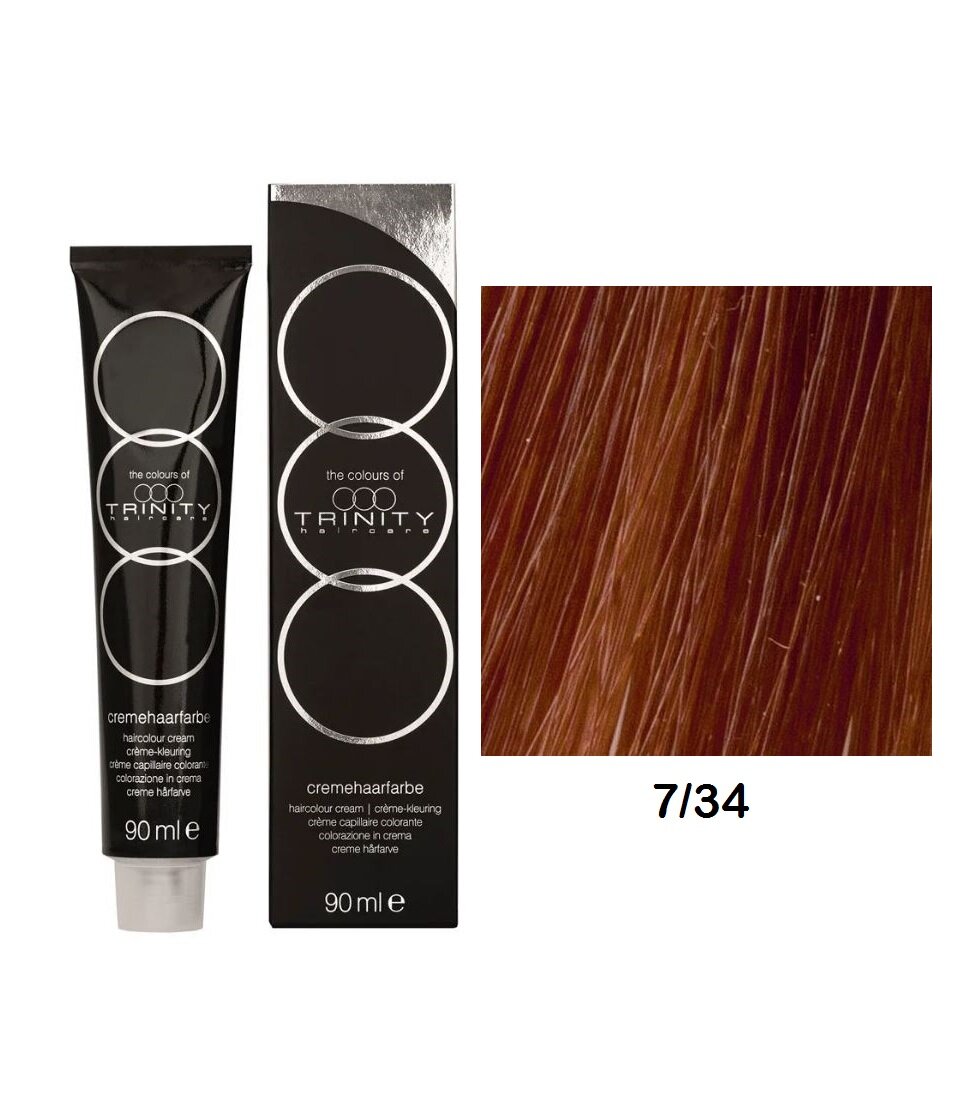 Trinity COT Тринити Стойкая краска с кератином 90 мл - COT 7/34 mittelblond gold kupfer Средний блонд медный