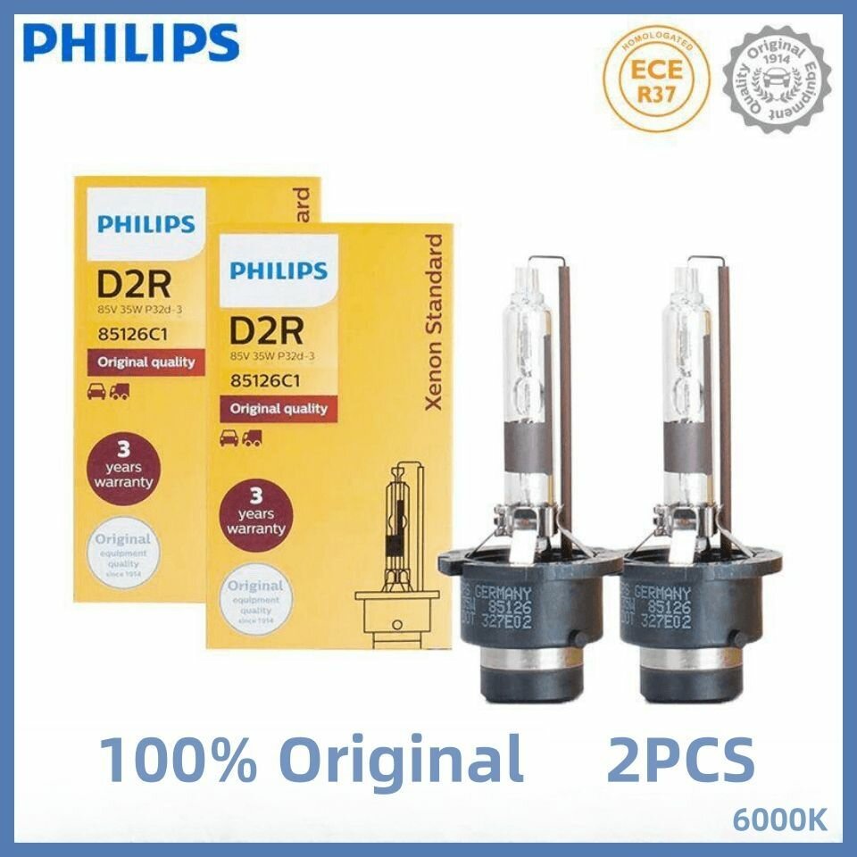 Автомобильные Оригинальный ксеноновый головной светильник Philips HID Xenon Standard 6000K D2R 35 В