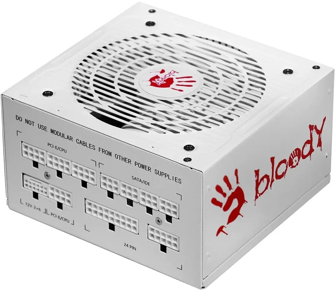 Блок питания Bloody BD-PS750G, ATX 750W 80+ gold (20+4pin) APFC 120mm fan 6xSATA Cab Manag RTL, белый