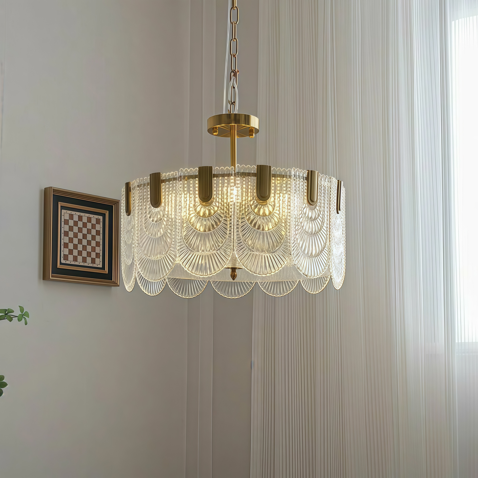 Люстра "Роскошь", стекло, трехцветный источник света, дизайн