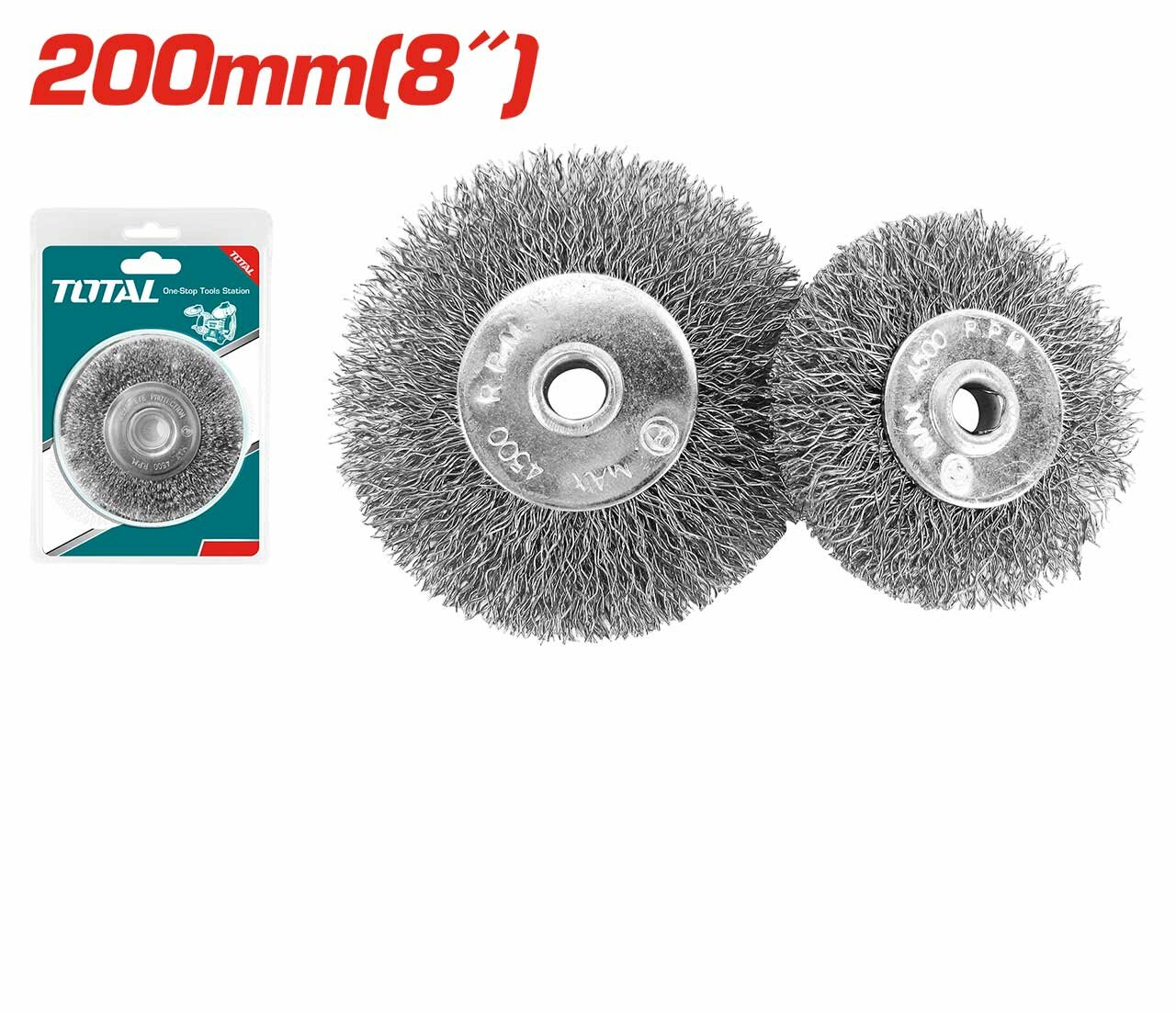 Щетка металлическая проволочная, дисковая, 200мм TOTAL TAC36081