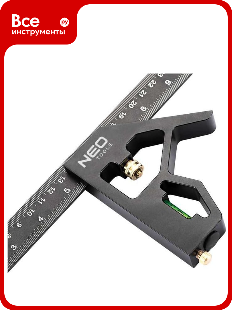 Угольник комбинированный, квадрат NEO TOOLS 30 см 72-127, из алюминия