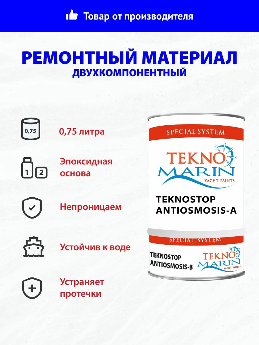 Грунт Эпоксидный 2к, для Стеклопластика 0,75 л, Грунтовка для лодки и катера