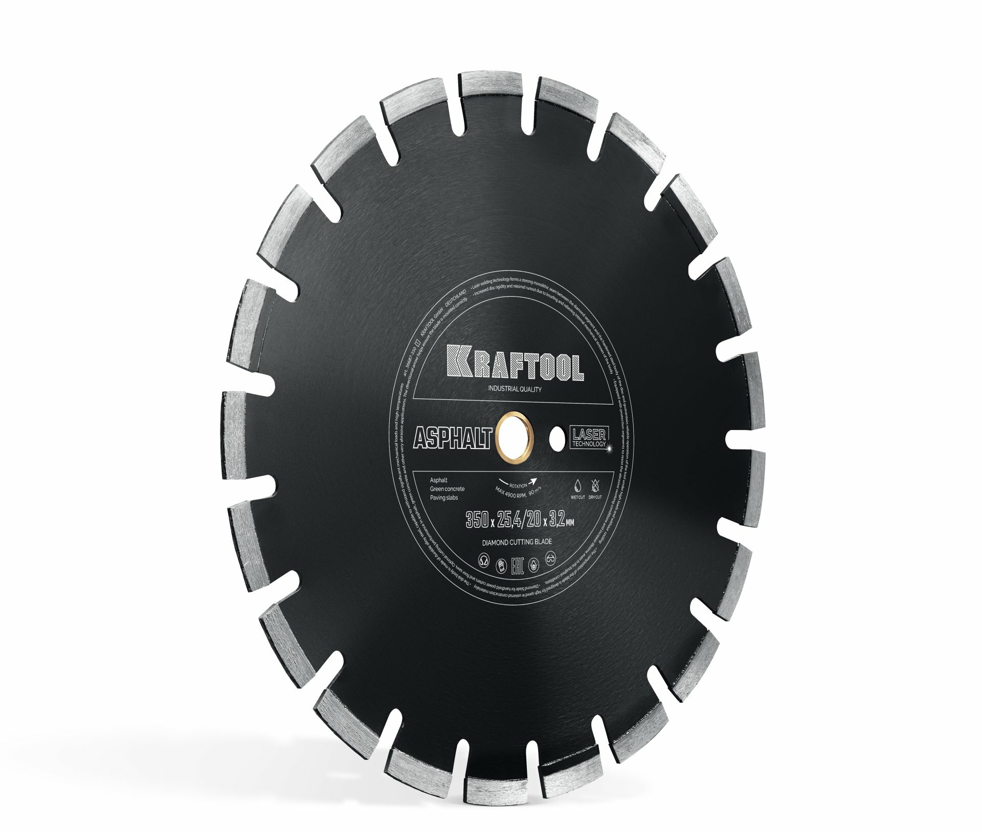 KRAFTOOL ASPHALT 350 мм (25.4/20 мм, 12х3.2 мм), алмазный диск (36687-350)