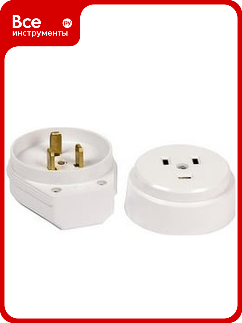 Разъем для плиты Smartbuy 32А 250В 2P+PE ОУ пластиковый белый SBE-IS1-250-P, пластиковая