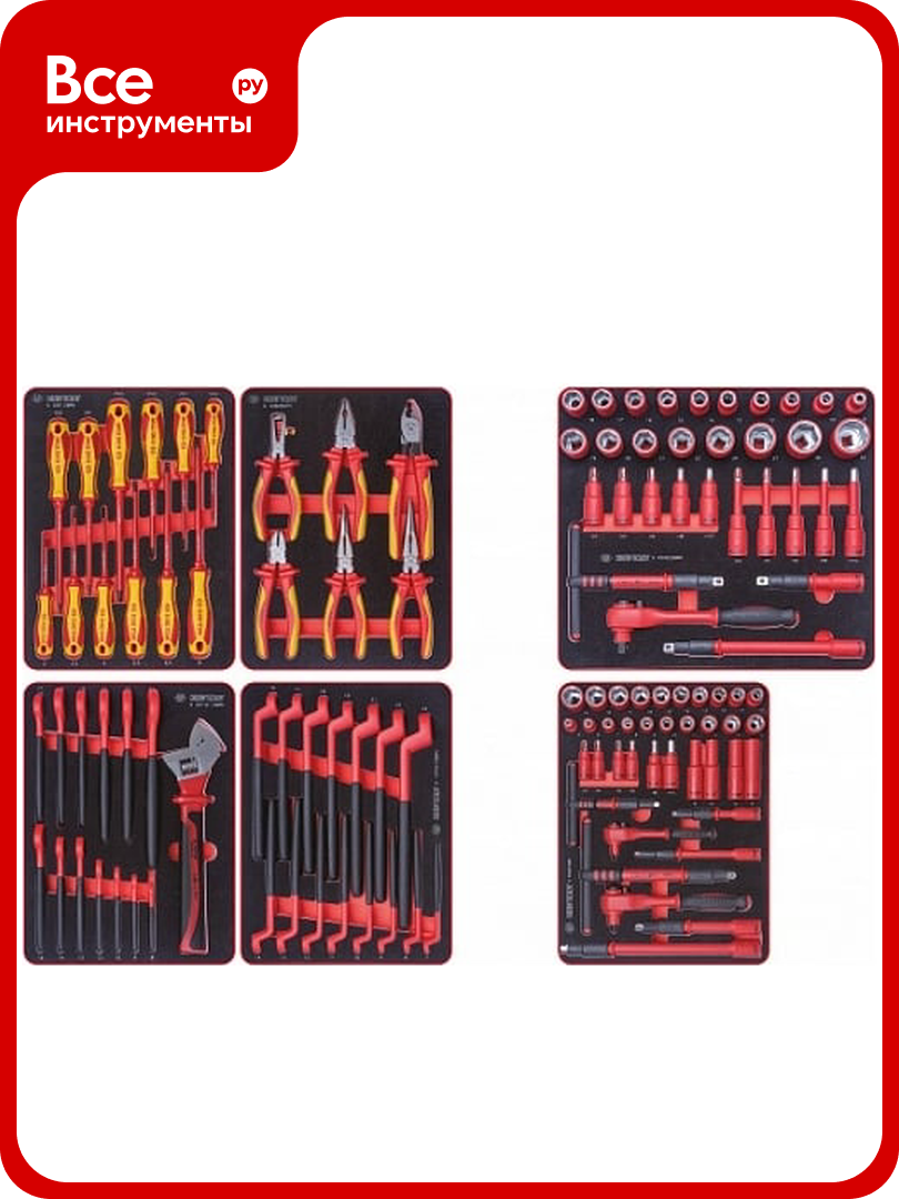 Набор инструментов KING TONY HIGH VOLTAGE для тележки, 6 ложементов, 117 предметов 932-117VEMRVD, комбинированных ключей