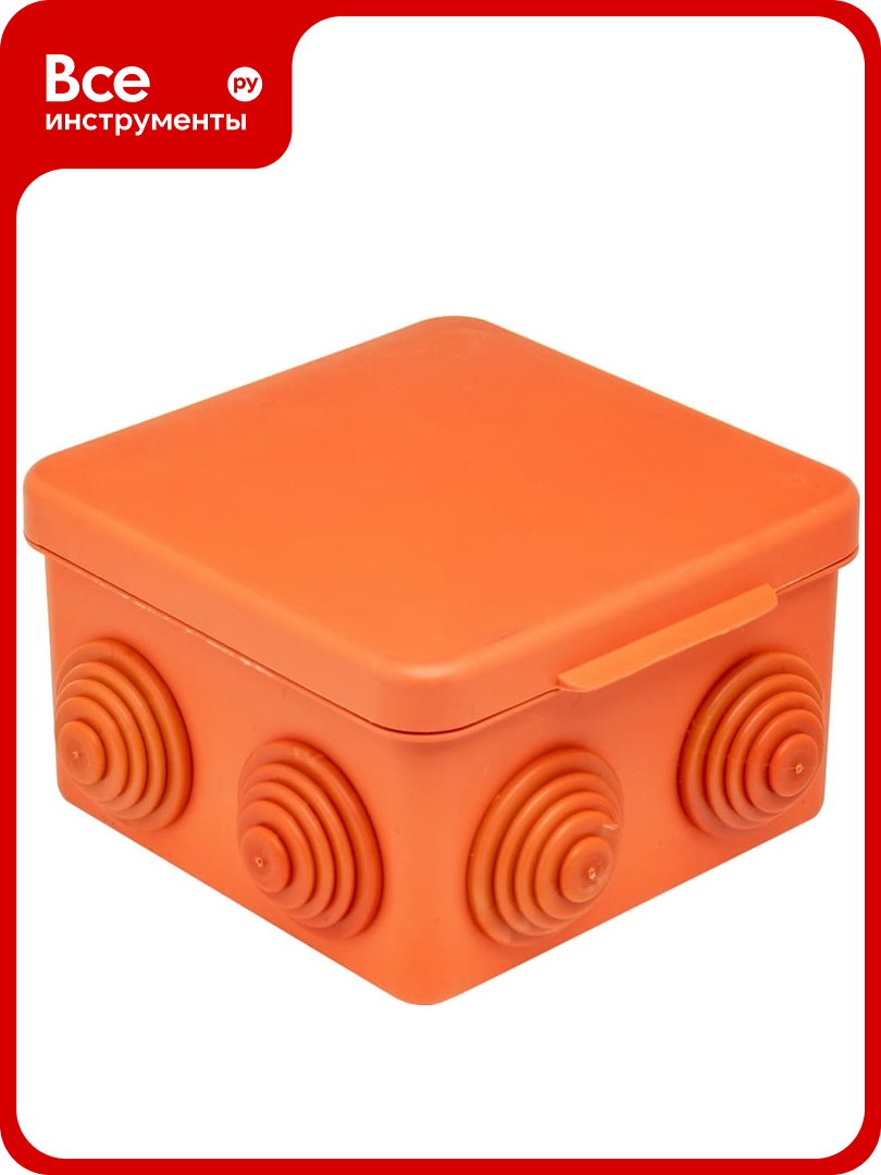 Коробка распаечная для открытой проводки Урал ПАК оранжевая 100х100х50мм с гермовводами