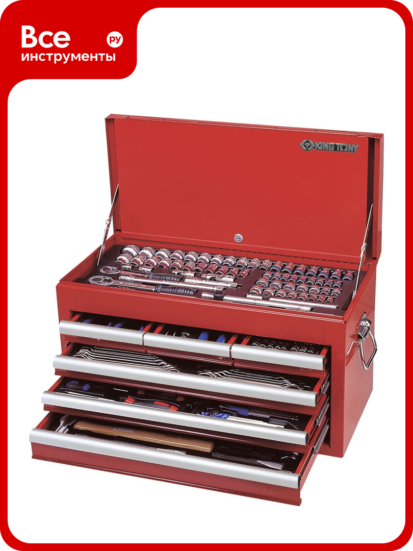 Универсальный набор инструментов 219 предметов KING TONY 911-000CR прочной конструкции