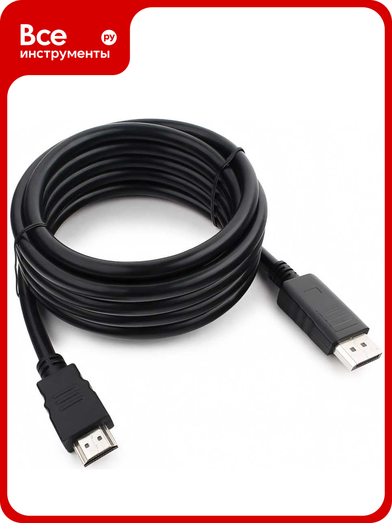 Кабель Cablexpert, DisplayPort-HDMI, 3м, 20M/19M, черный, экранированный, пакет, CC-DP-HDMI-3M