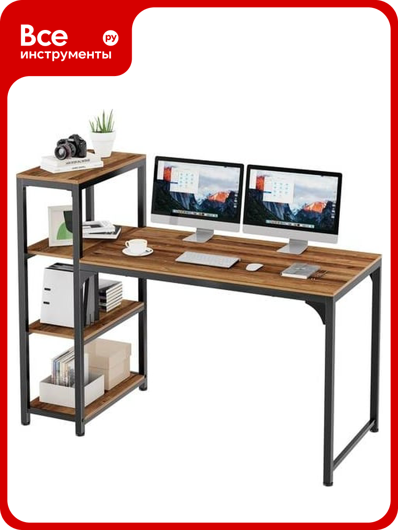 Письменный стол EUREKA (для компьютера) со стеллажом с шириной 140 см ZX-SH140A-RW из ЛДСП