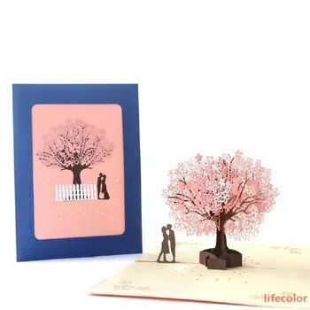 3D всплывающие открытки Поздравительные открытки Вишневый цвет Подарок на День Святого Валентина