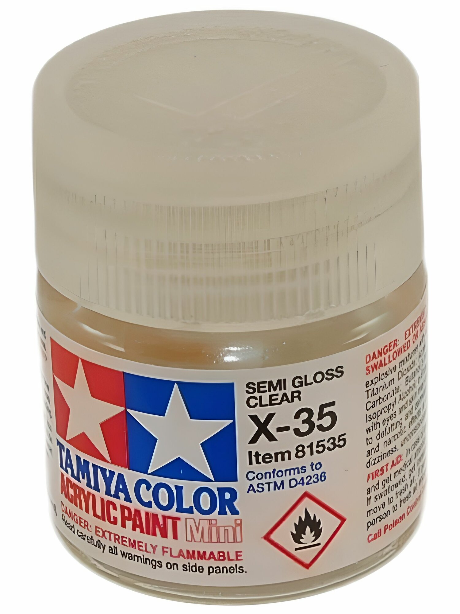 X-35 Semi-Gloss Clear (Прозрачный полуматовый лак) акриловая краска, 10 мл.