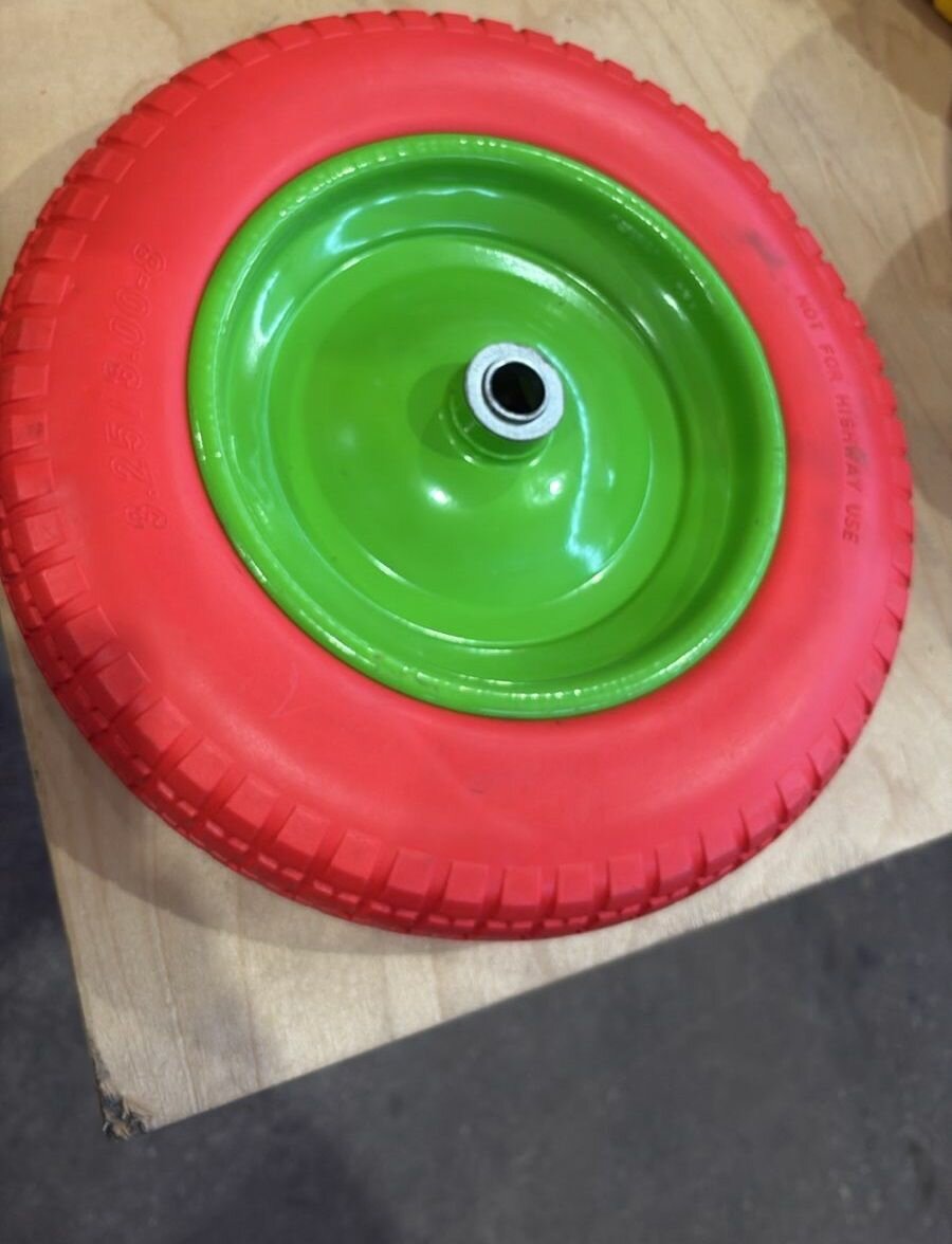 Колесо для тачки/тележки садовой/строительной PU1301, 13*3,25-8 20/85мм диск сварной, пу розовый