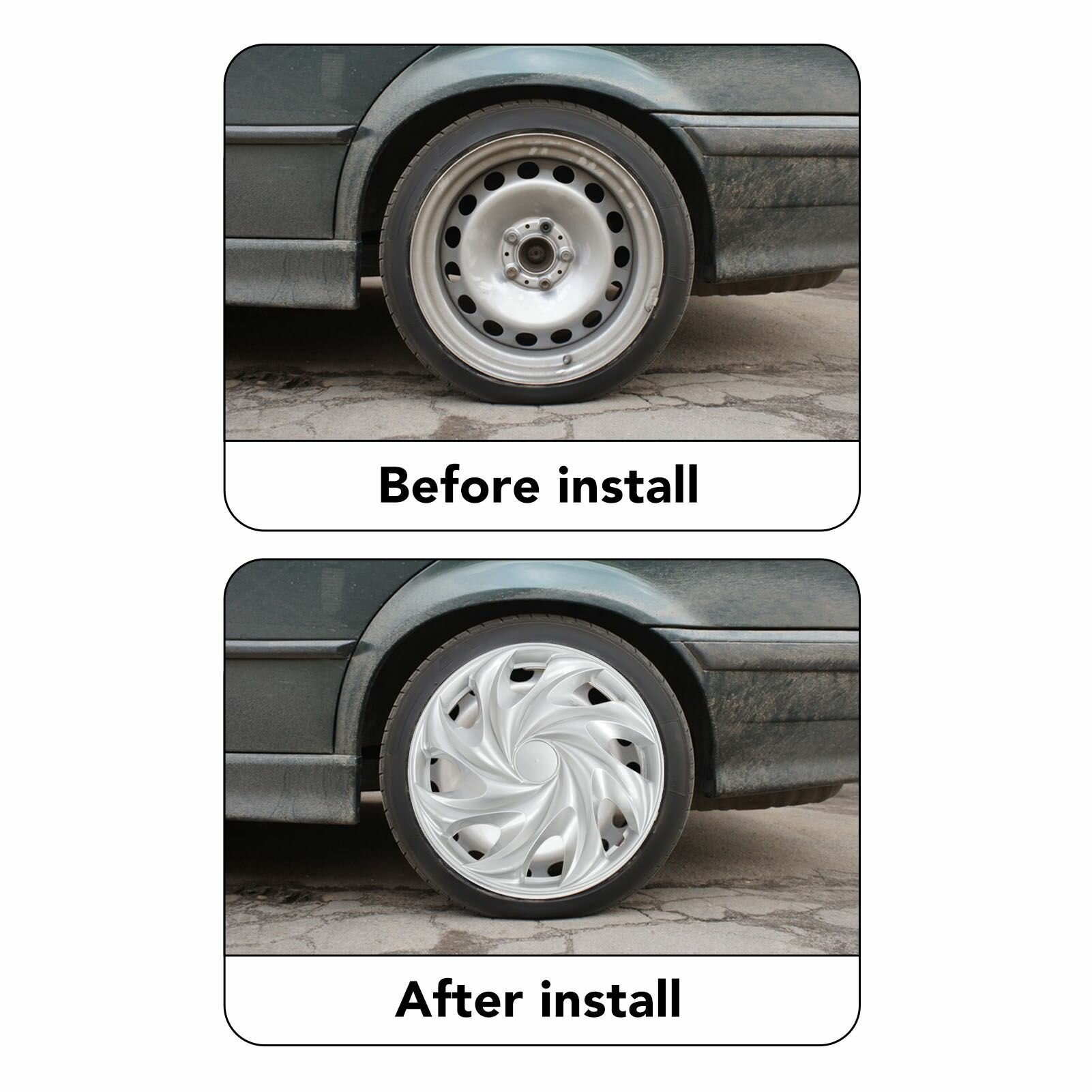 4 шт. 14-дюймовая крышка ступицы колеса, универсальная, серебристая, обод ступицы колеса, крышка для легковых автомобилей, грузовиков, фургонов