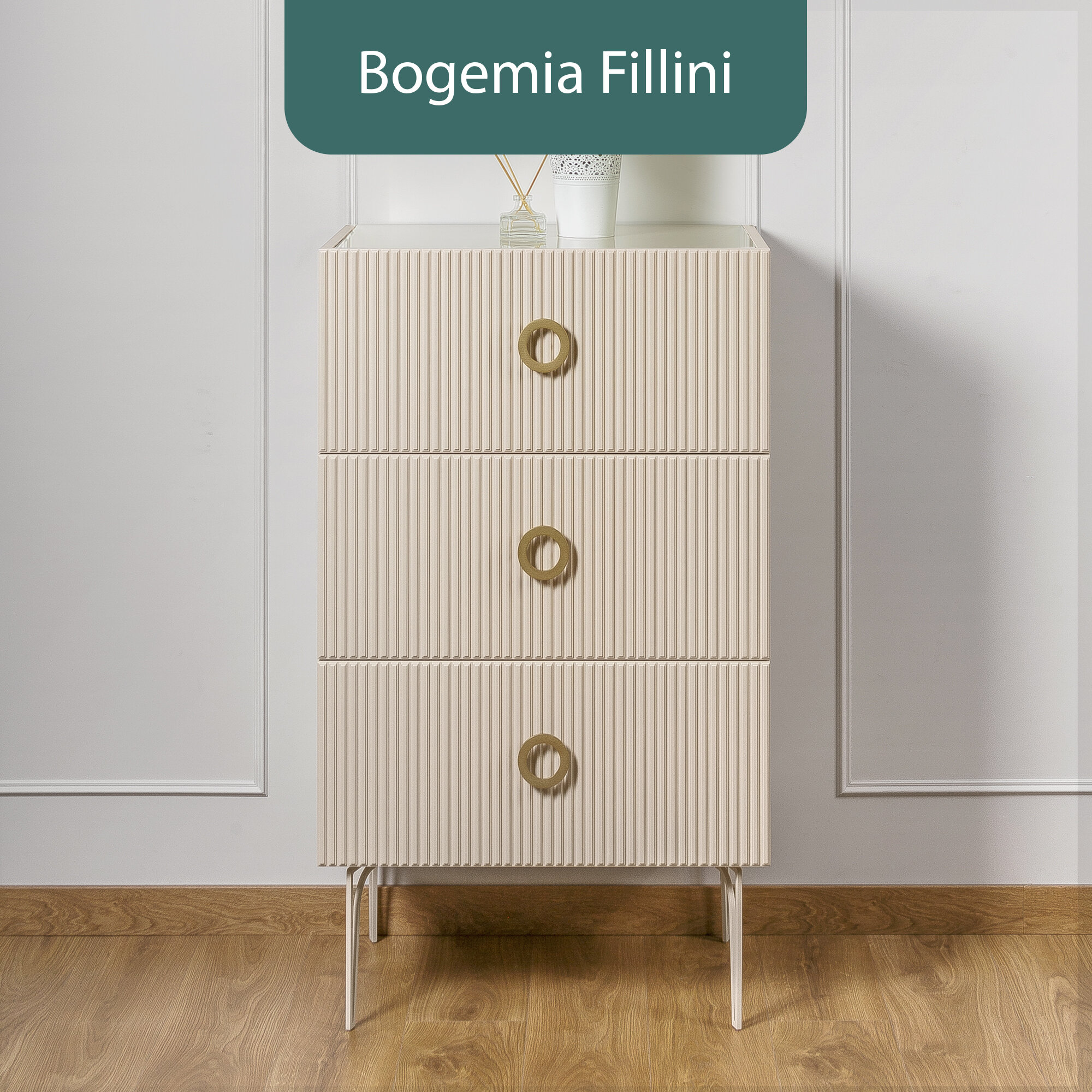 Комод Bogemia Fillini. Vanilla/золото