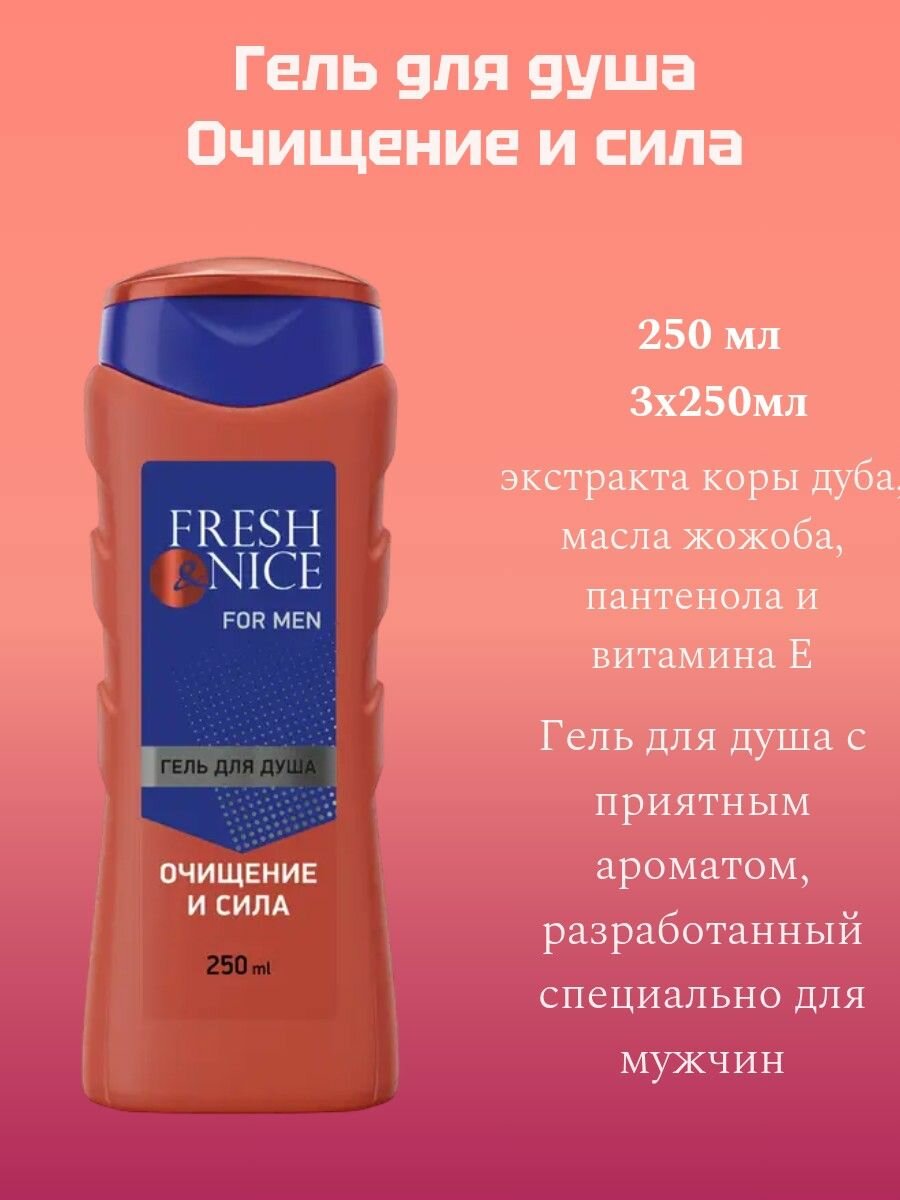 Гель для душа Fresh&Nice FOR MEN Очищение и сила, 250 мл