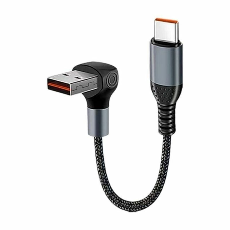 Короткий кабель 25см 66W с углом 90 градусов USB Type C для быстрой зарядки, локоть - USB для подключения к типу c