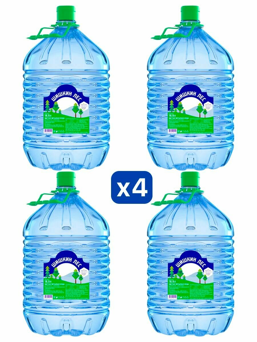 Вода питьевая Шишкин лес 19 литров для кулера (бутыль одноразовая 4 шт.)