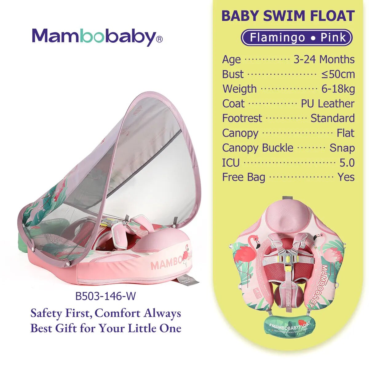 Надувной круг Mambobaby Flamingo для детей Розовый, Flamingo Pink