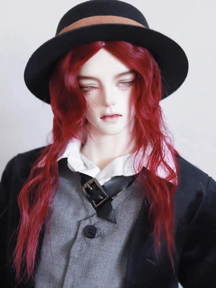 Парик для кукол BJD 1/3 1/4, кудрявые волосы, ретро-европейский Красный, Wine red, 8-9 21-22.5cm